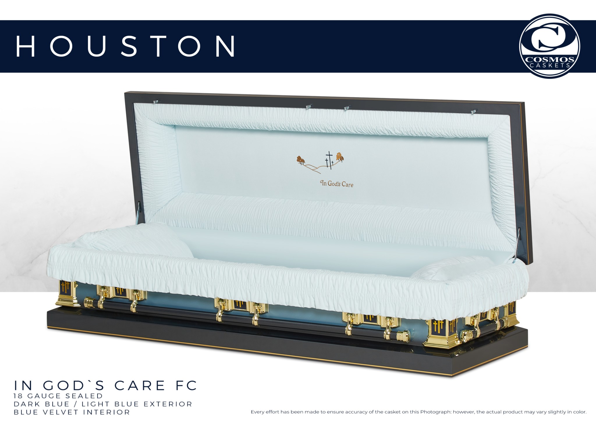 Houston In God`s Care Full Couch – CosmosCaskets.com