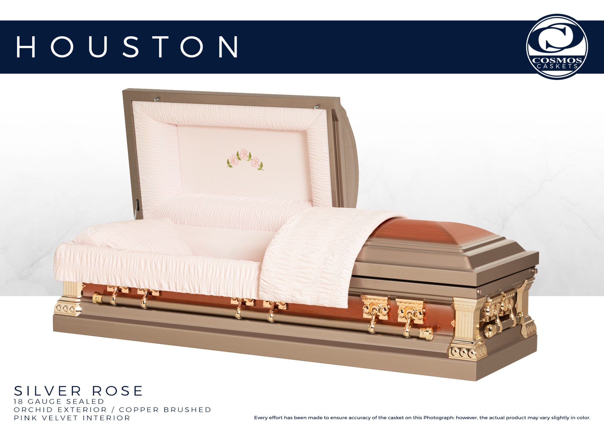 Houston Silver Rose – CosmosCaskets.com